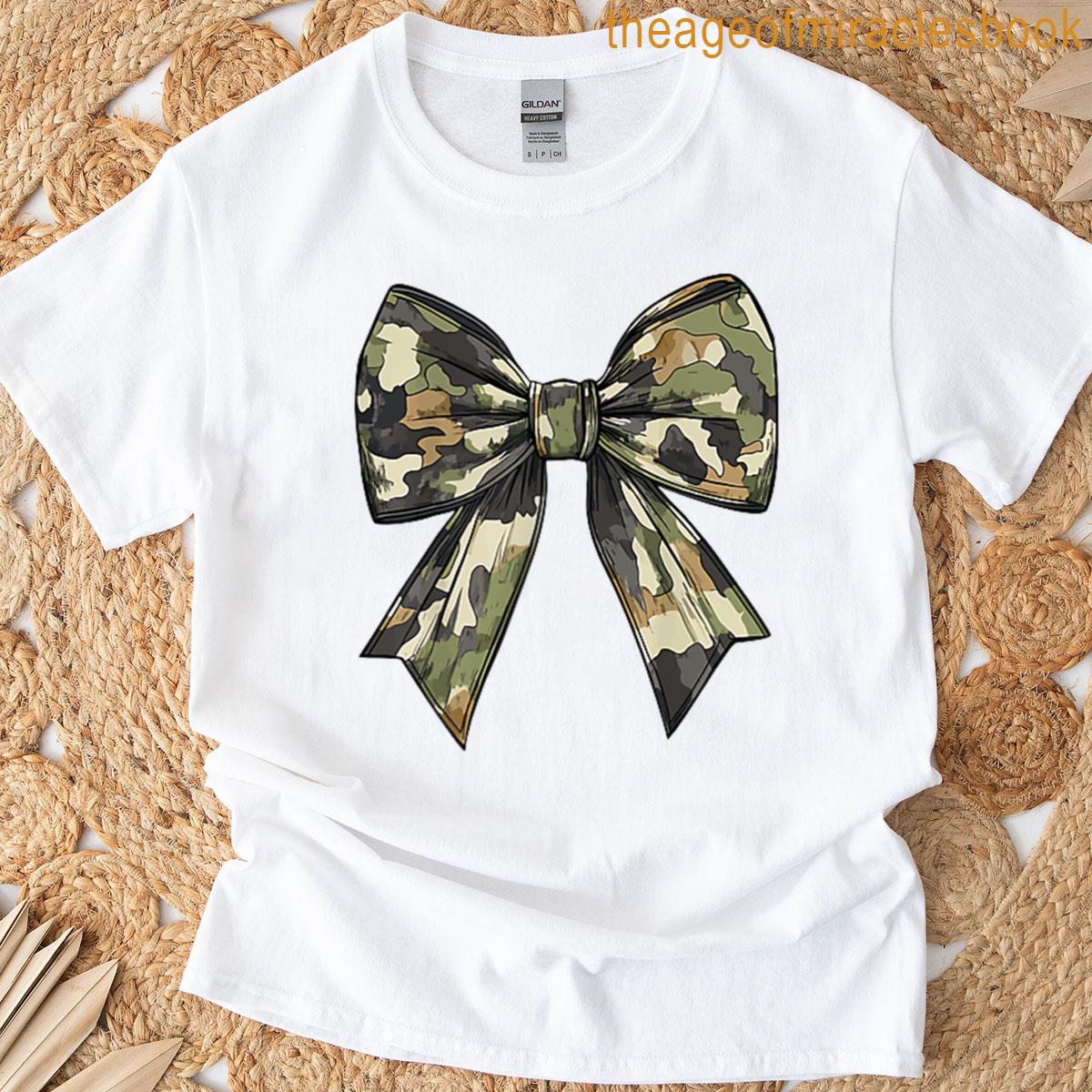 Women Girls Camouflage Bow Camo Coquette Bow Hunting T-shirt