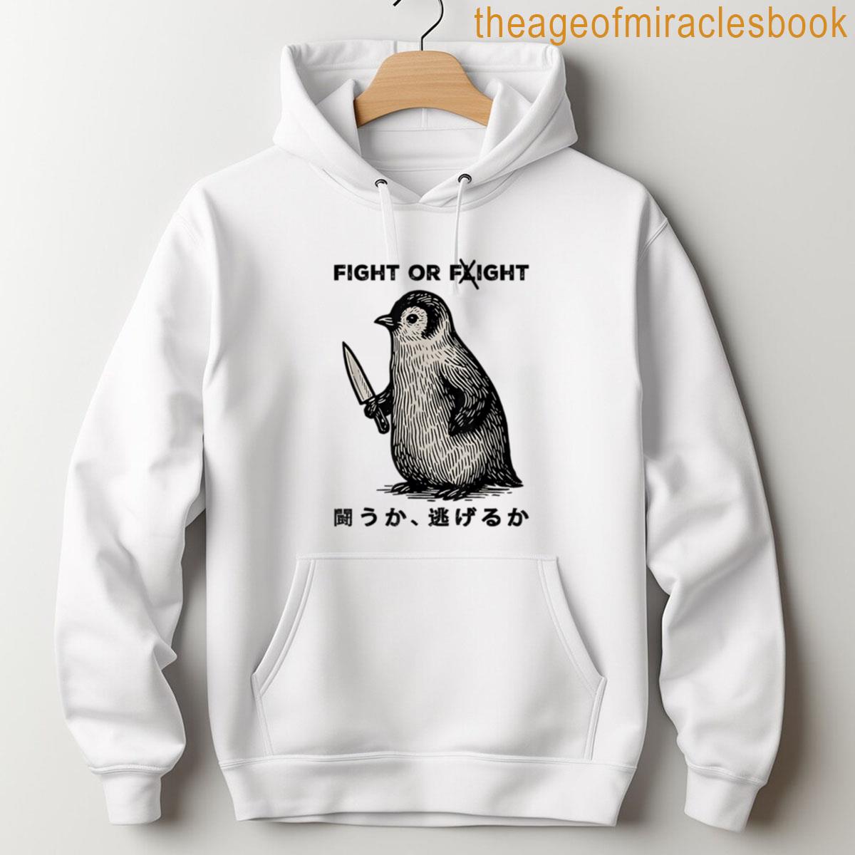 Funny Fight Or Flight Meme Penguin With Knife T-shirt