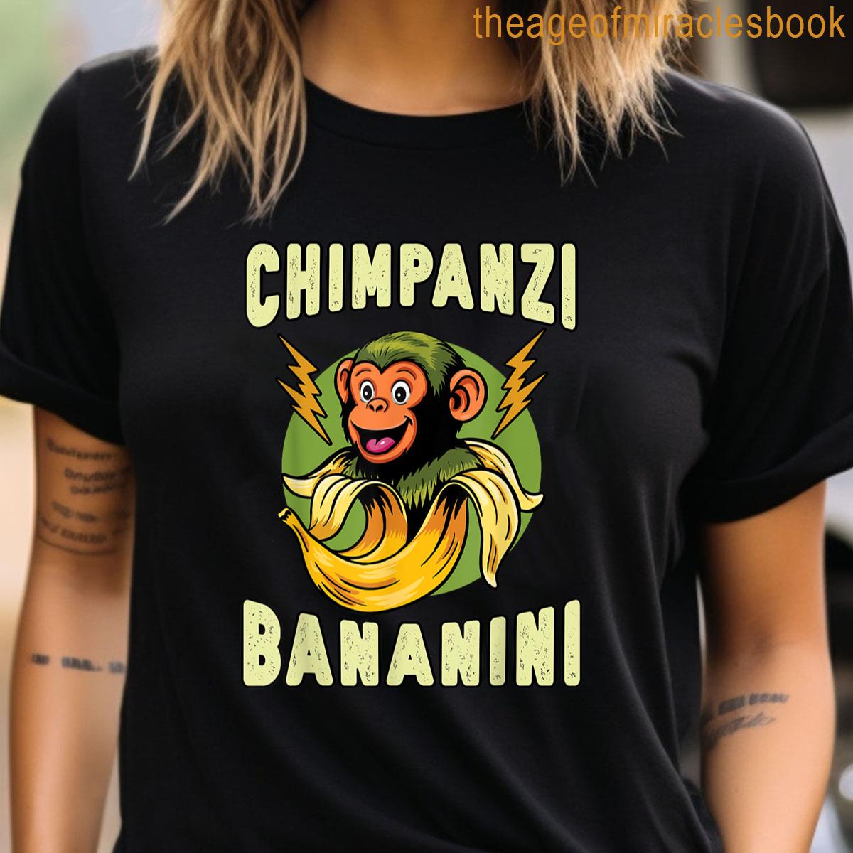 Funny Monkey Chimpanzini Bananini Italian Brainrot Meme T-shirt