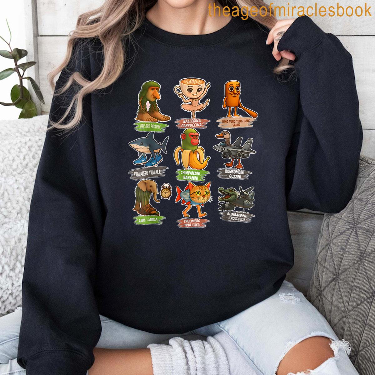 Italian Brainrot Meme Funny All Brainrot Animals Humor T-shirt