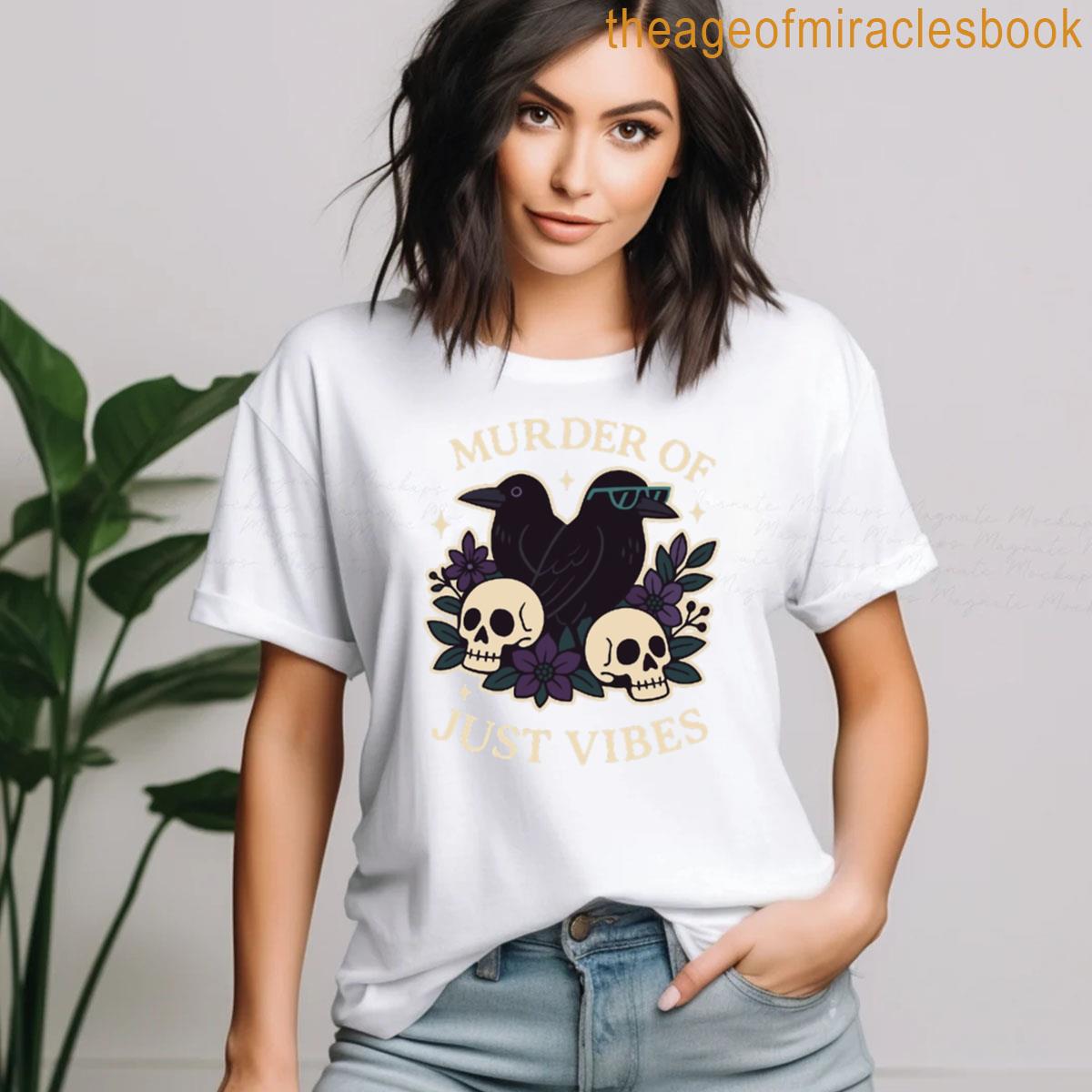 Murder Of Crows Just Vibes Funny Gothic Crow Aesthetic Sticker ...