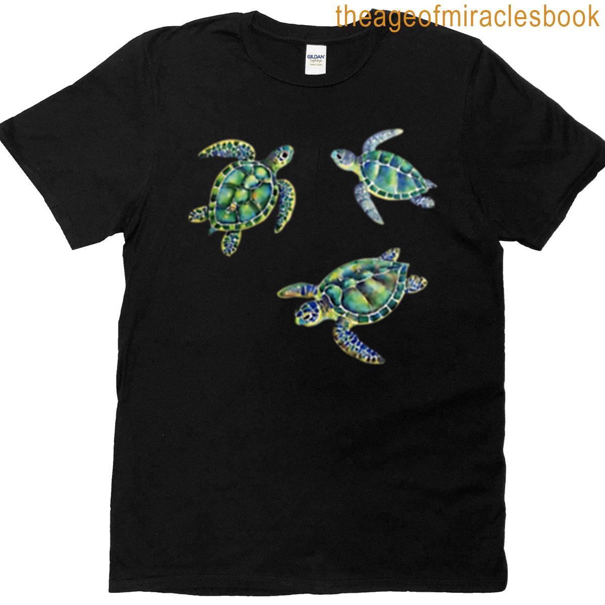 Coastal Sea Turtles Soft Watercolor Marine Design T-shirt