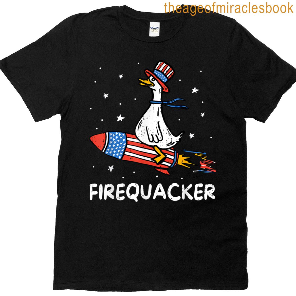 Firequacker Duck On Firecracker Funny 4th Of July Fourth T-shirt