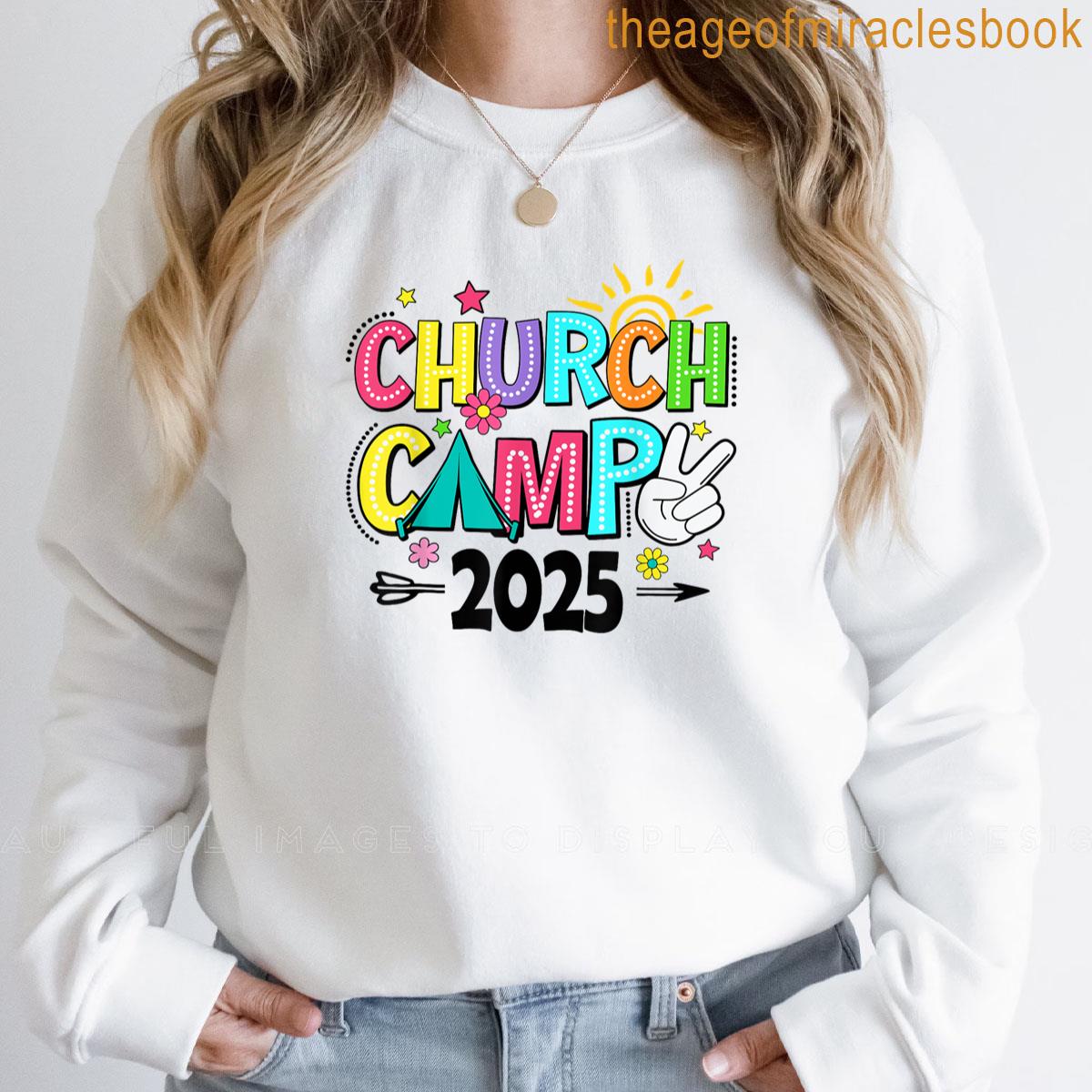 Groovy Church Camp 2025 Matching Christian Camp Family 2025 T-shirt