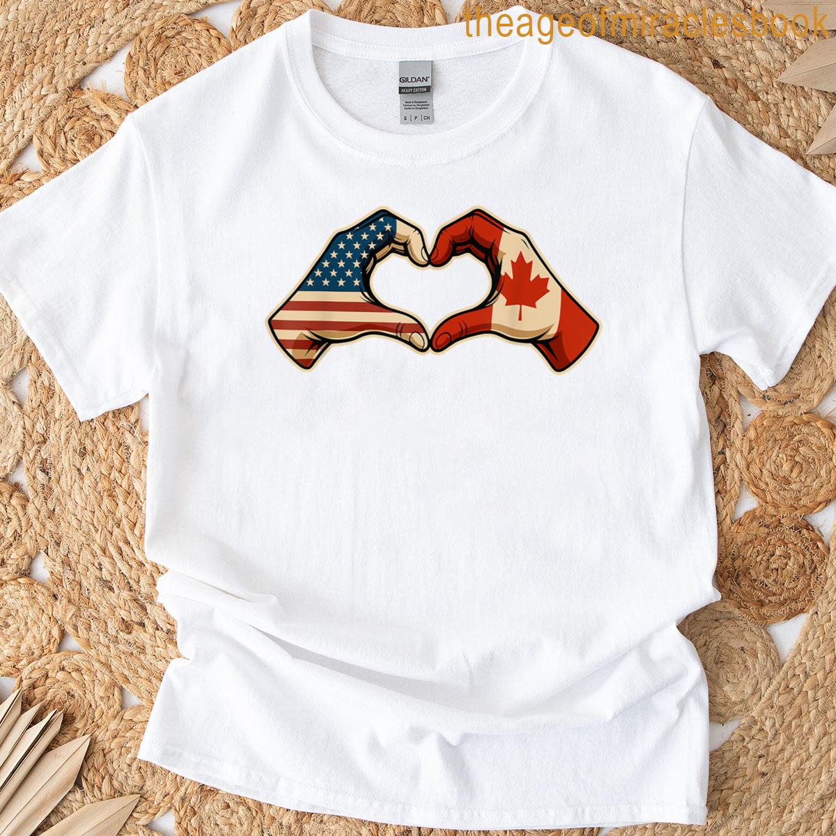 Half Canadian Half American Canada Usa Flag Heart T-shirt