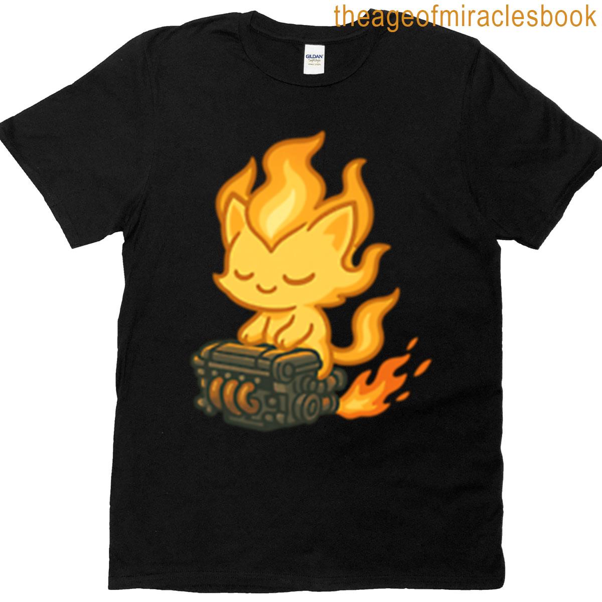 The Engines Heart Turbo Flame Cat Art T-shirt