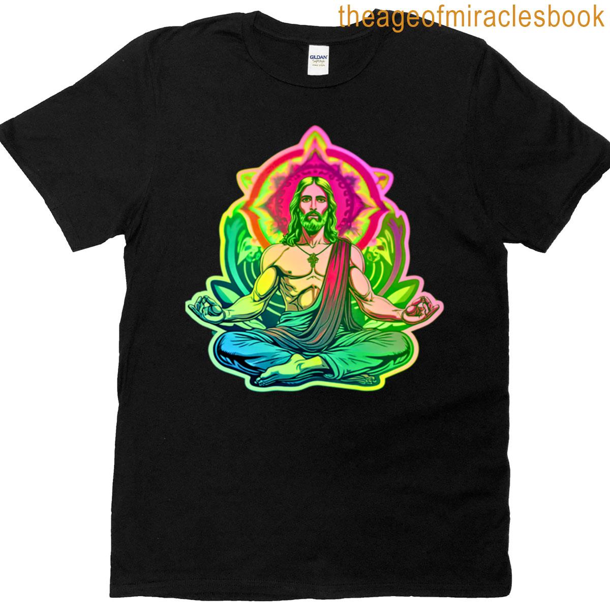 Funny Jesus Meme Mudra Jesus Rainbow Version T-shirt