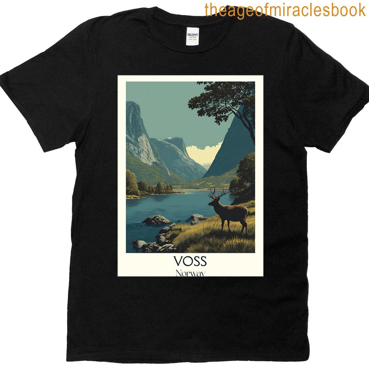 Voss Norway Nature Poster Retro Adventure Capital Wildlife Art T-shirt