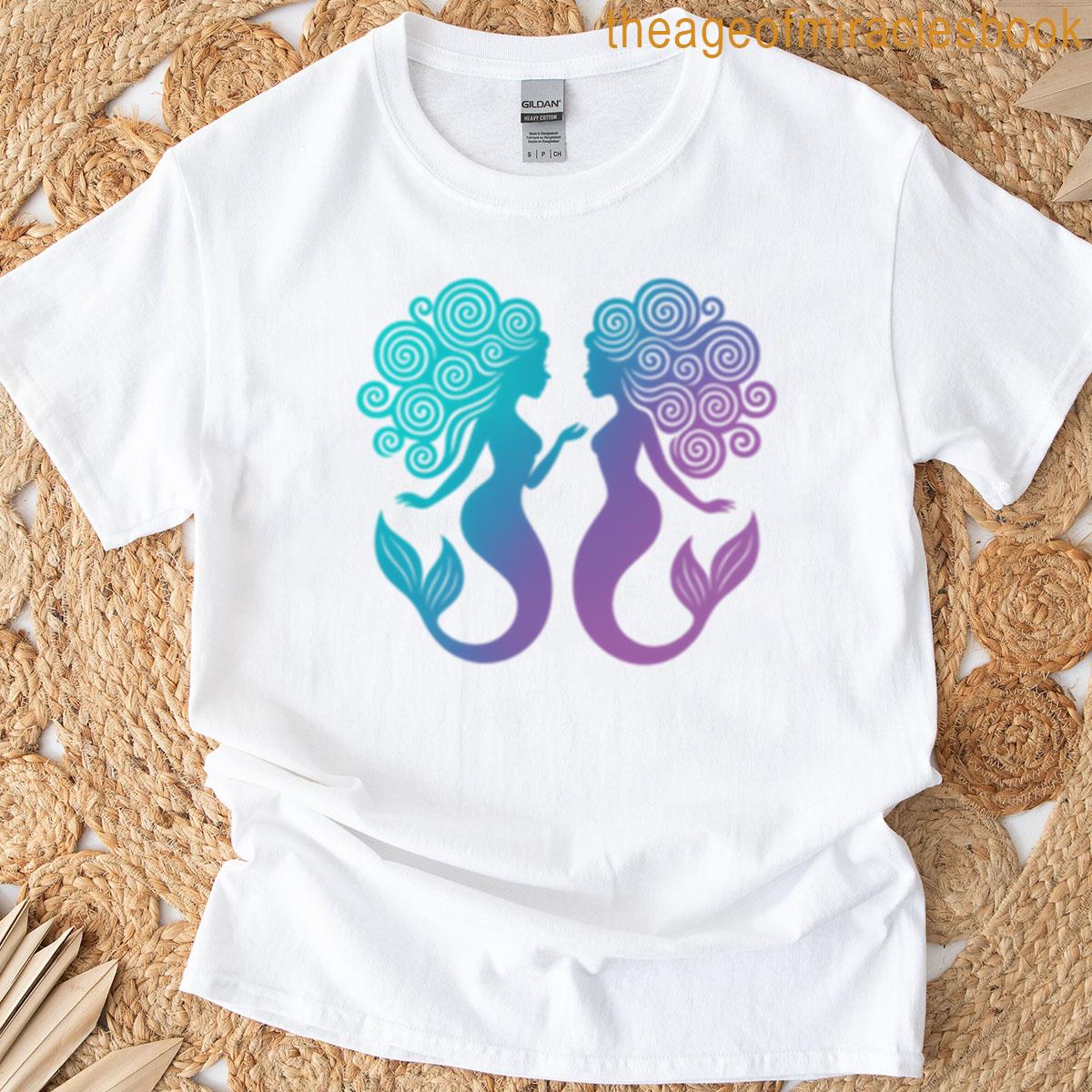 Hypnotic Mermaids Duo Psychedelic Transparent Png T-shirt