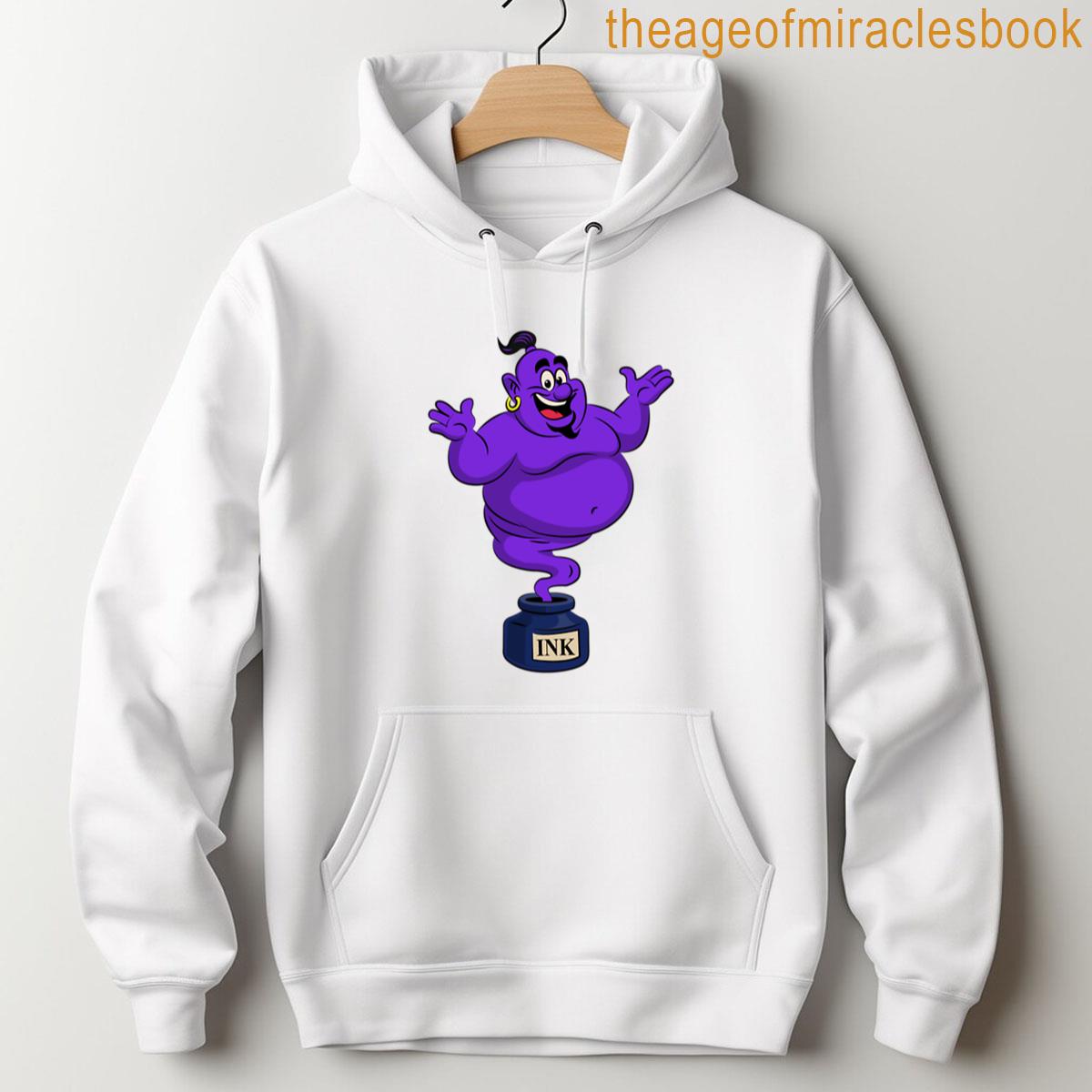 Funny Purple Genie In Ink Bottle Magical Cartoon T-shirt