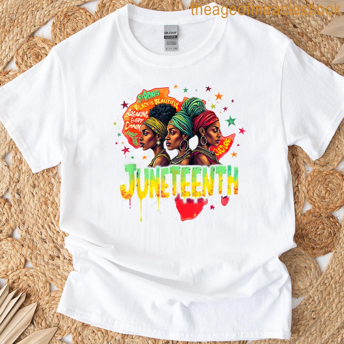 Juneteenth Afro Woman Africa Map Black Pride Art T-shirt