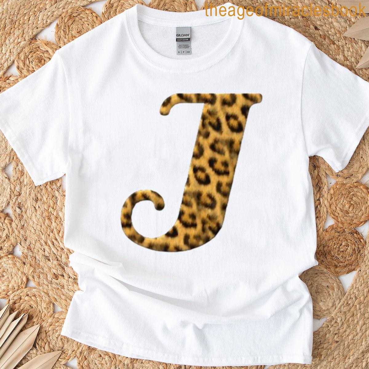 Letter J Leopard Print T-shirt