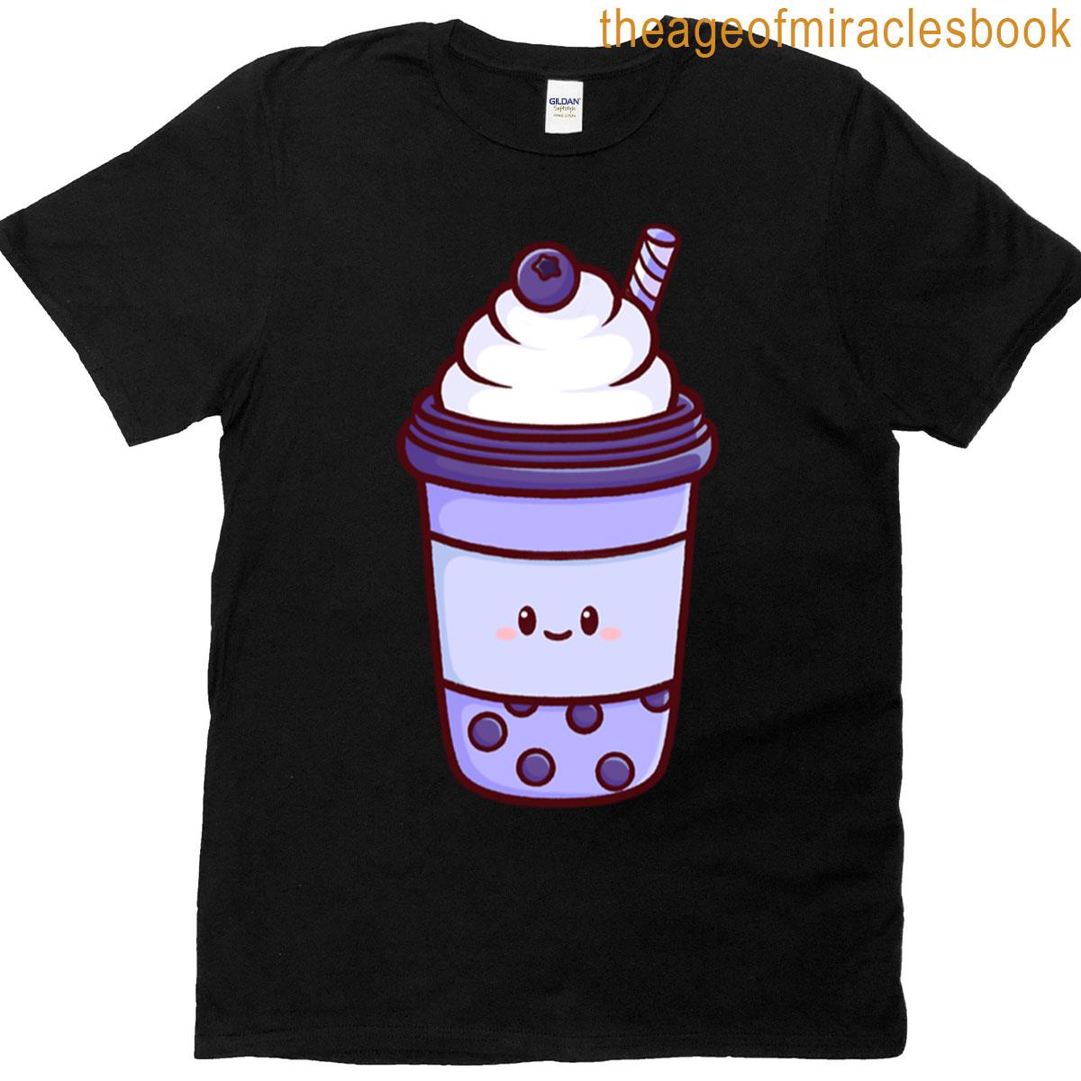 Blueberry Boba Kawaii Drink Cute Bubble Tea Design T-shirt