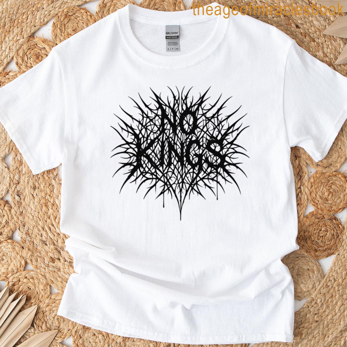 No Kings Spiky Black-metal Protest Logo T-shirt