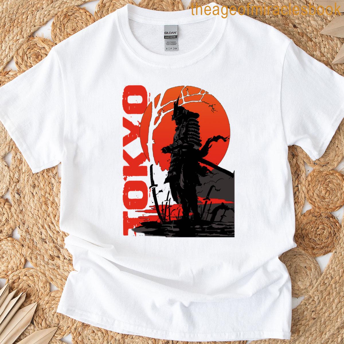 Tokyo Samurai Warrior Sunset Japanese Bushido Aesthetic Art T-shirt