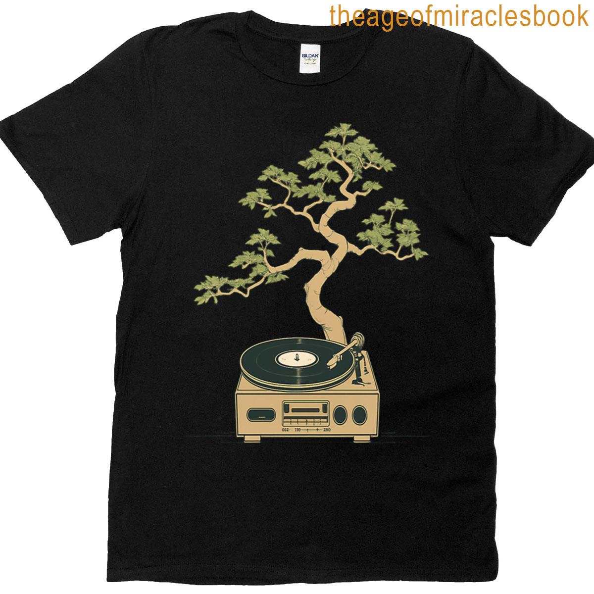 Zen Vinyl Vibes Bonsai Tree Turntable Fusion T-shirt