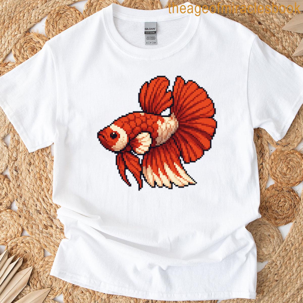 Pixel Betta Fish Retro Fins And Lo-fi Vibes T-shirt
