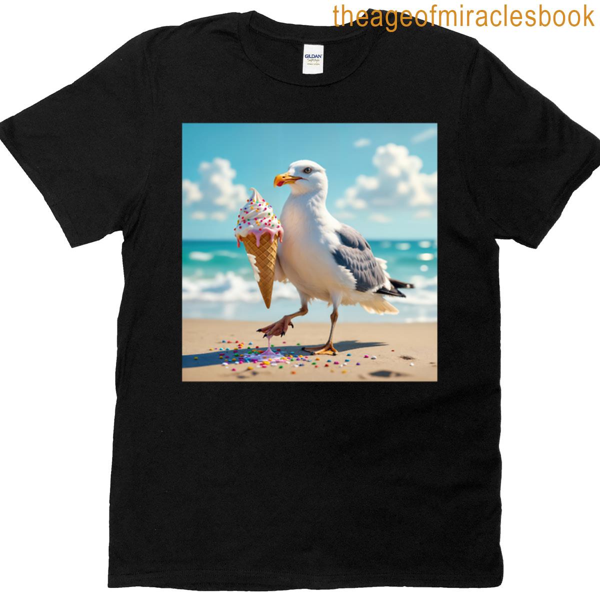 Seagull Holding An Ice Cream Cone Premium T-shirt
