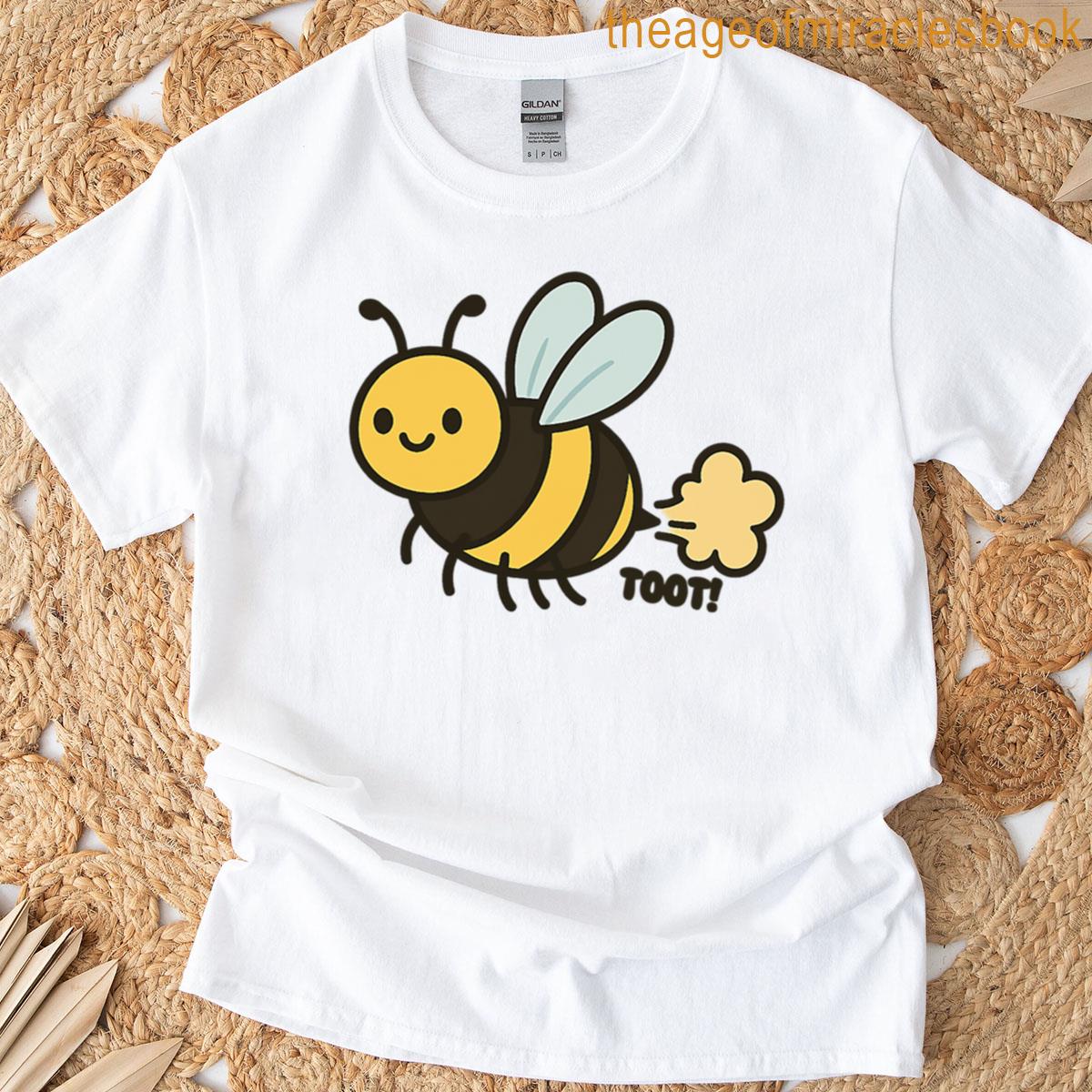 Cute Farting Bee Cartoon Funny Tooting Insect Illustration T-shirt