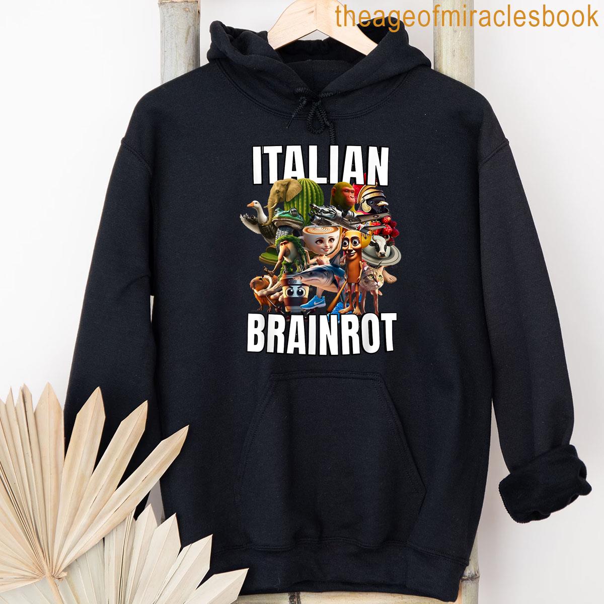 Italian Brain Rot All Characters White Text T-shirt