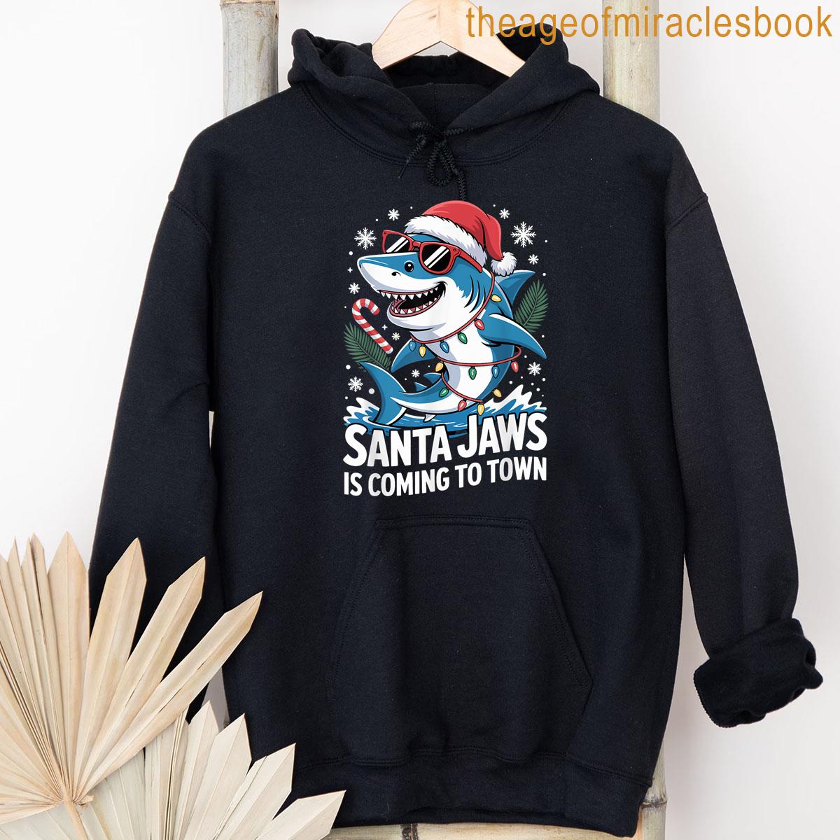 Summer Santa Jaws Vacation Christmas In July Shark T-shirt