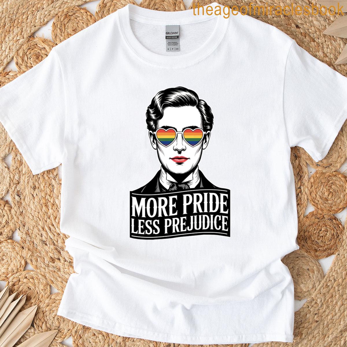 More Pride Less Prejudice Lgbtq Pride Month Retro Art Guy T-shirt