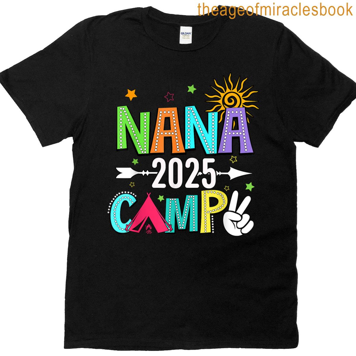 Nana Camp 2025 Family Vacation Summer Camping Crew Kids T-shirt