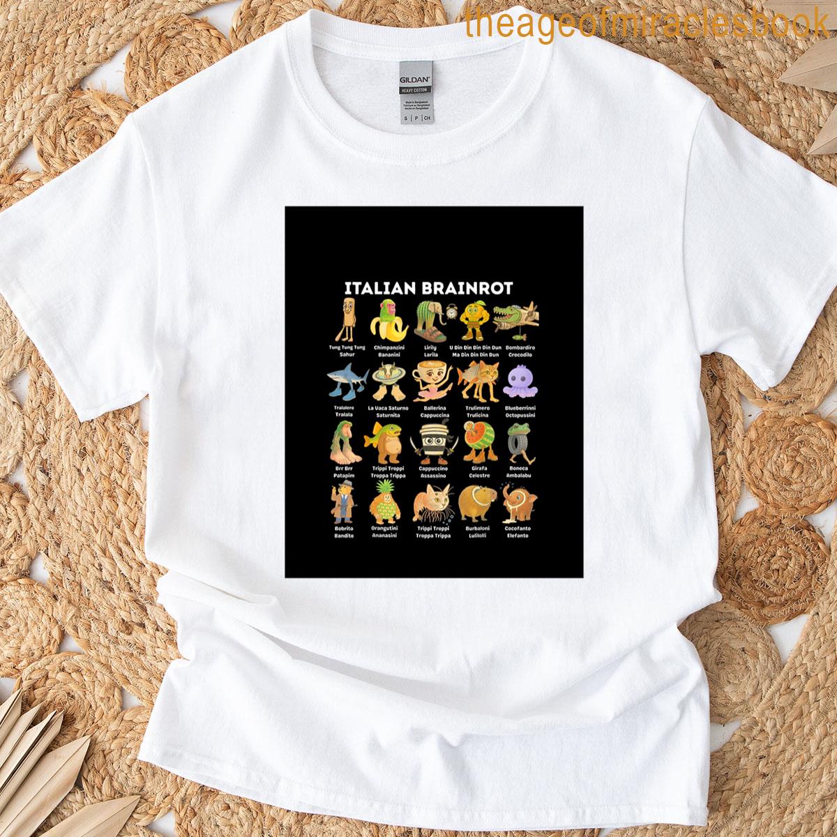 Italian Brainrot Characters Pastel Meme Cartoon Tee Graphic T-shirt