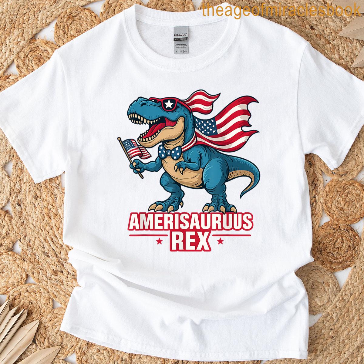 Dinosaur 4th Of July Men Women Boys Girls Amerisaurus T Rex T-shirt