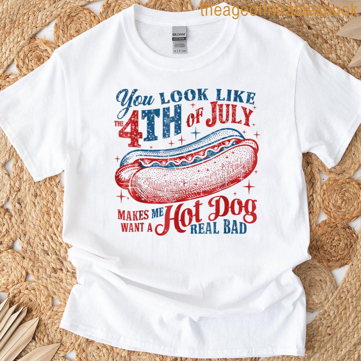 Funny You Look Like 4th Of July Hot Dog Wiener Men Women T-shirt