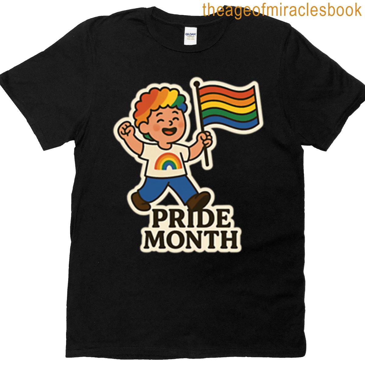 Cute Retro Pride Kid Rainbow Lgbtq Pride Month Sticker Design T-shirt