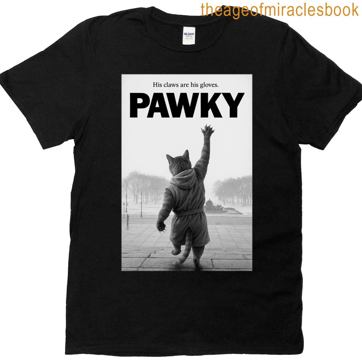 Pawky Funny Boxing Cat Movie Poster Parody T-shirt