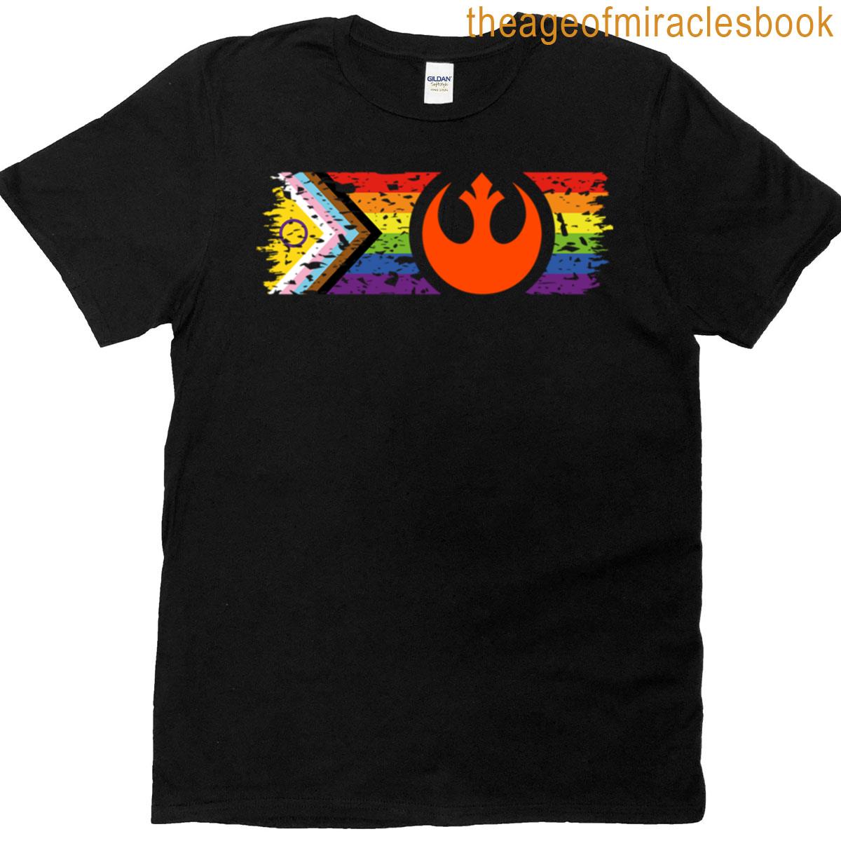 Star Pride - Rebel On Distressed Inclusive Progress Pride Flag Dark T-shirt