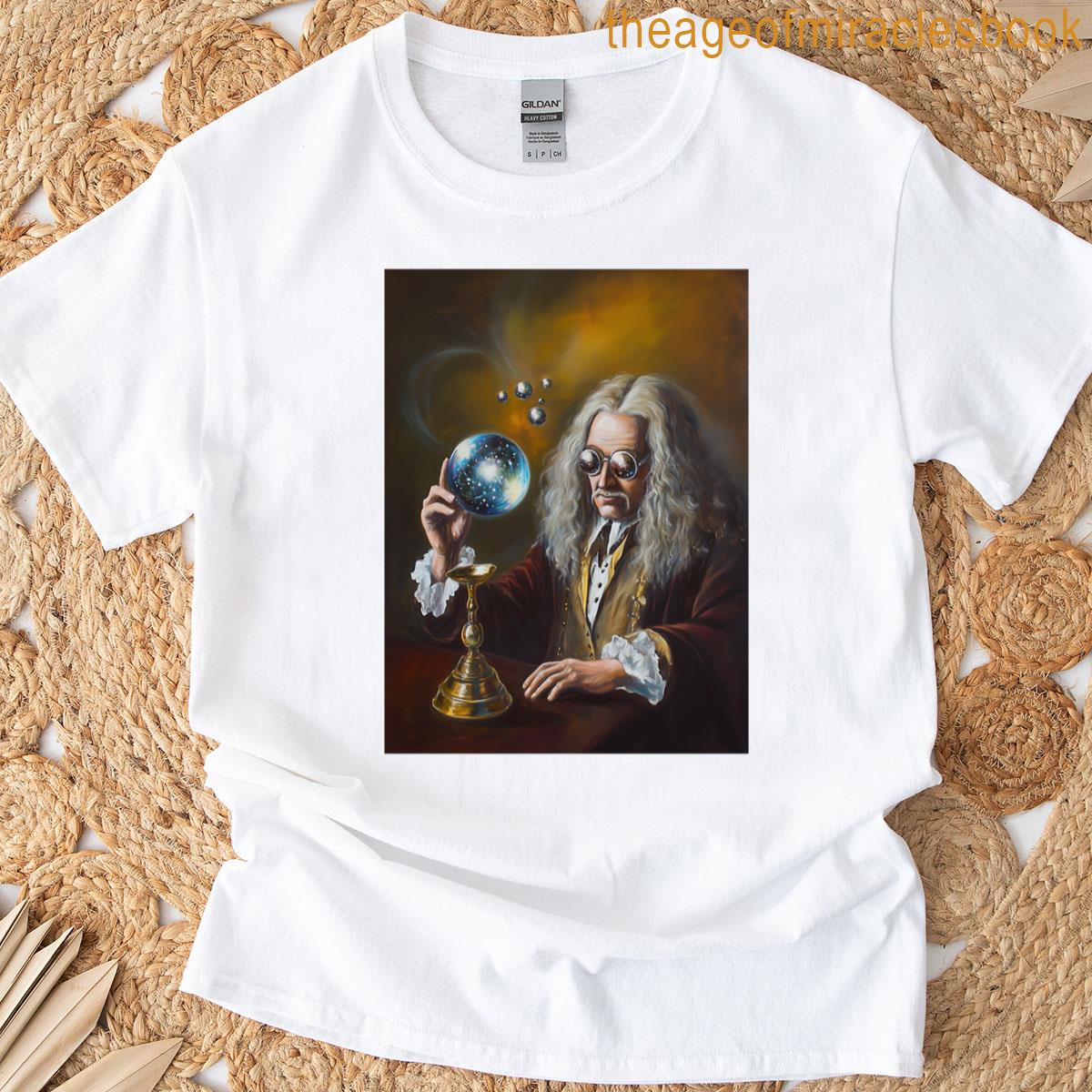 Isaac Newton Stargazer Baroque Alchemist With Cosmic Monocle T-shirt