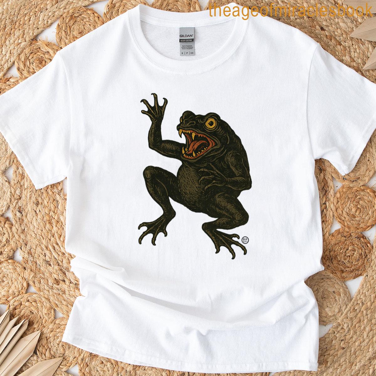 Fearless Japanese Black Frog - No Fear Vintage Japanese Yokai Style T-shirt