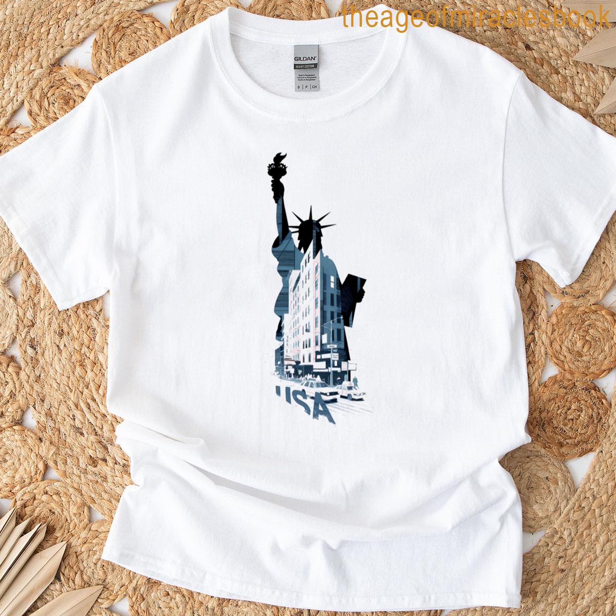 Statue Of Liberty Nyc Skyline Silhouette Art T-shirt