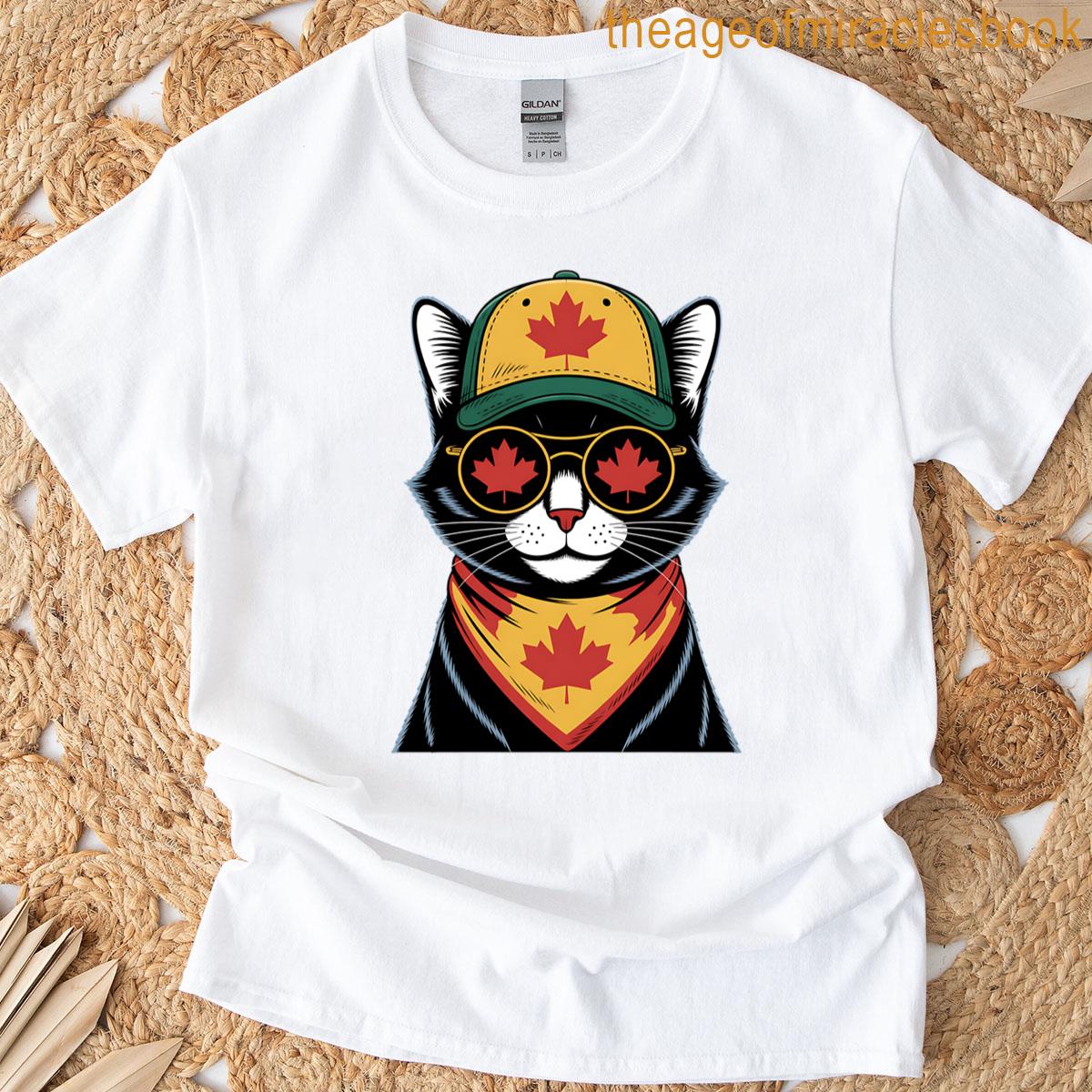 Vintage Canada Day Cat Canada Flag Funny Canadian T-shirt