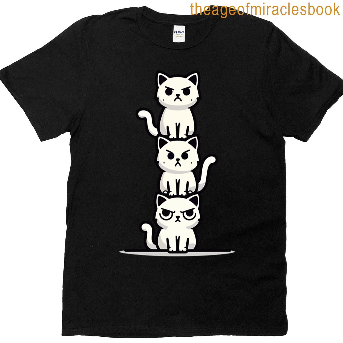 Gray Angry Cat T-shirt
