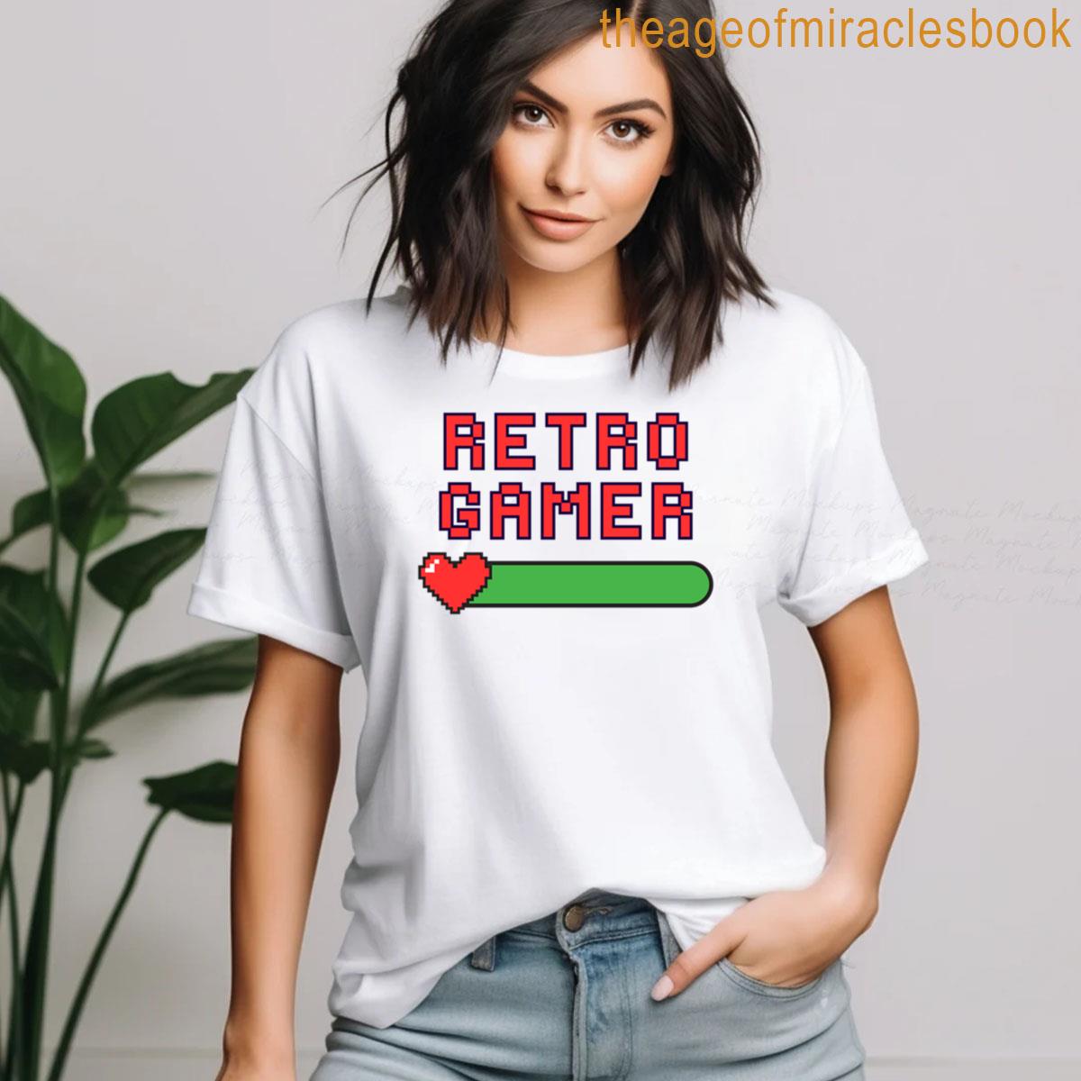 Retro Gamer Pixel Art Life Bar Retro Video Game Design T-shirt