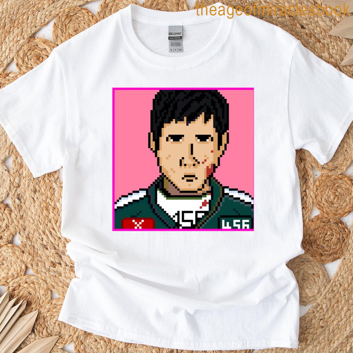 Squid Game Player 456 Pixel Art Portrait T-shirt