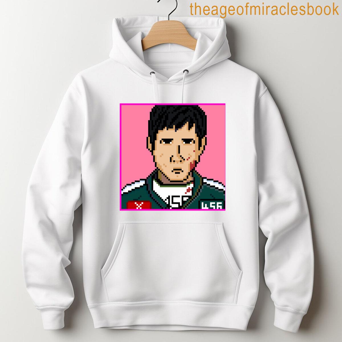 Squid Game Player 456 Pixel Art Portrait T-shirt