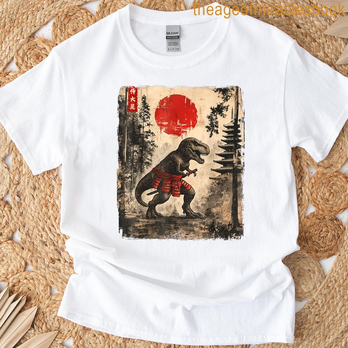 Samurai T-rex Japanese Dinosaus Funny Dino Gifts Graphic Art T-shirt