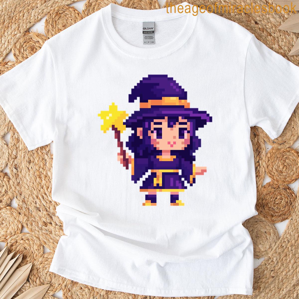 Cute Pixel Witch Magical Retro Pixel Art T-shirt