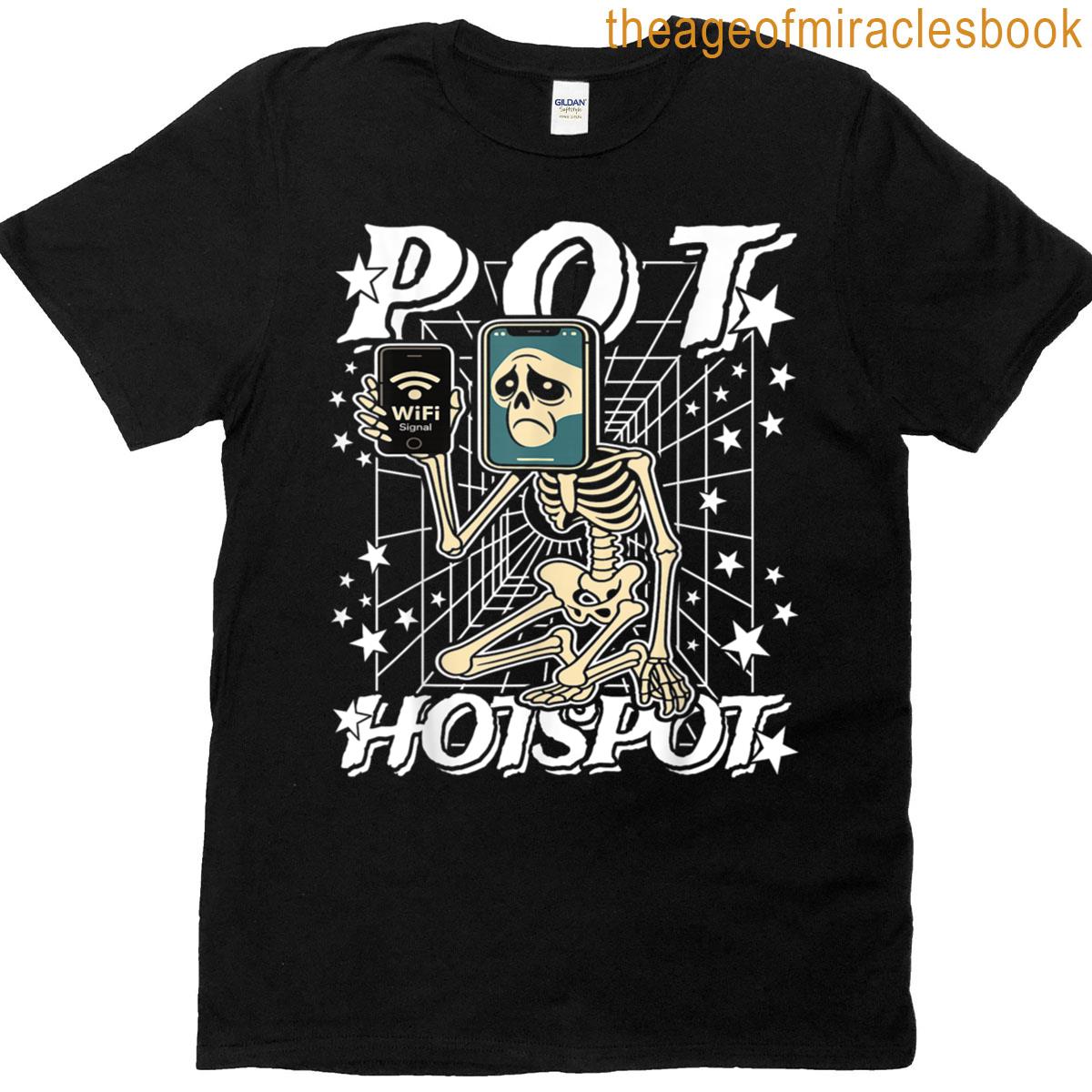Pot Hotspot Halloween Italian-brainrot Skeleton Gen Z Meme T-shirt