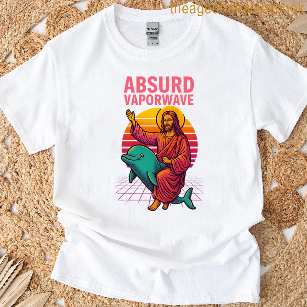 Vaporwave Jesus On Dolphin Divine Ride Into The Neon Sunset T-shirt