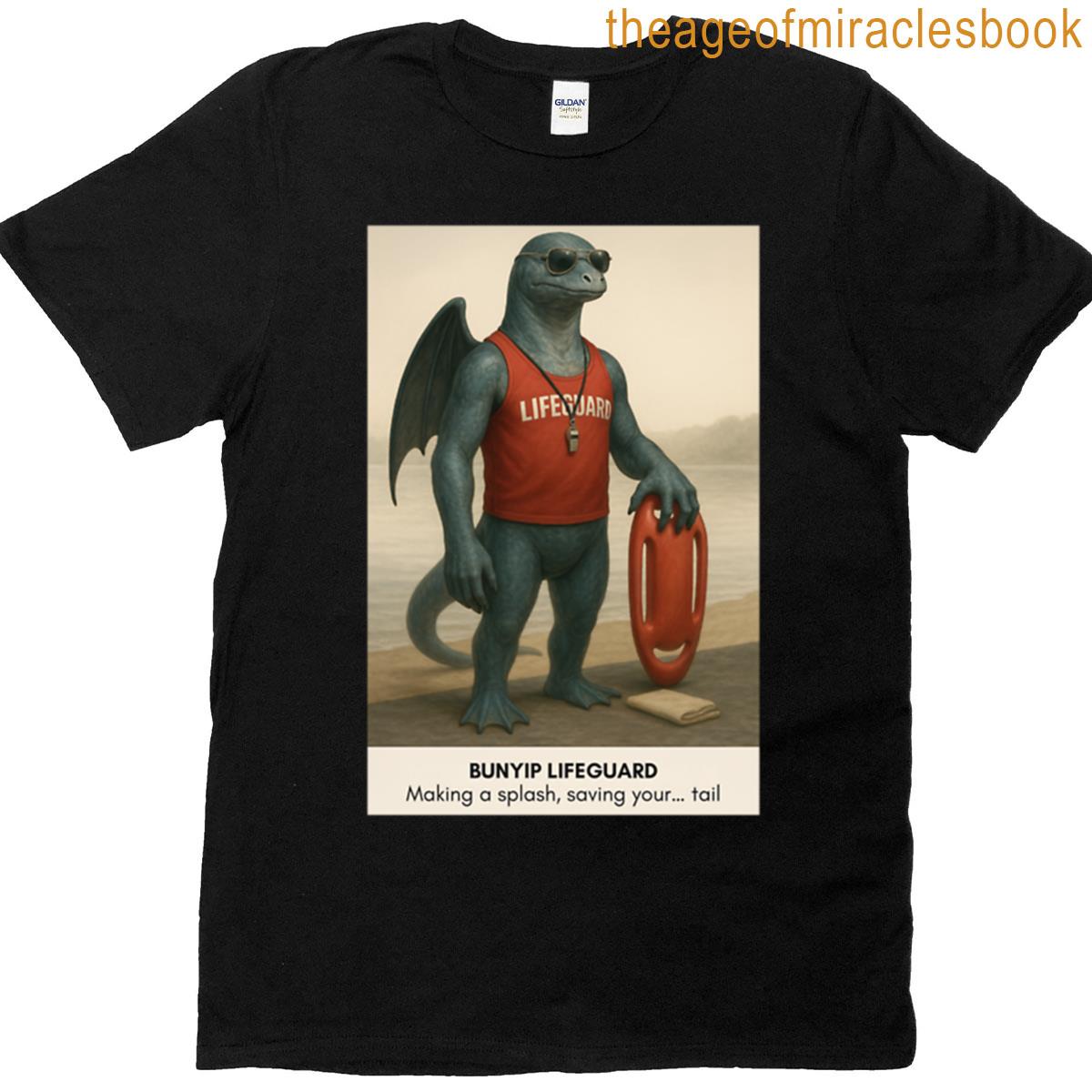 Bunyip Lifeguard Poster Funny Cryptid Pool Art Mythical Monster Swimmer ...