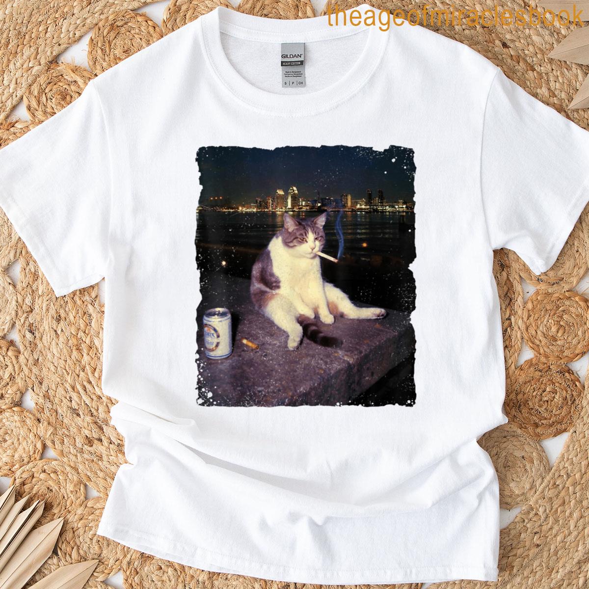 Cigarette Kitten Funny Smoking Cat Meme Stupid Brainrot T-shirt