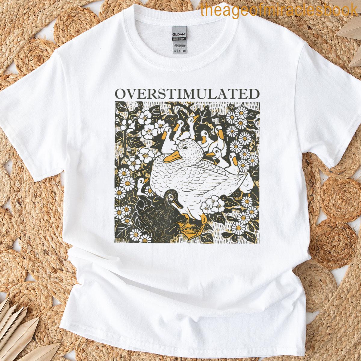 Overstimulated Duck Retro Floral Humor Style T-shirt