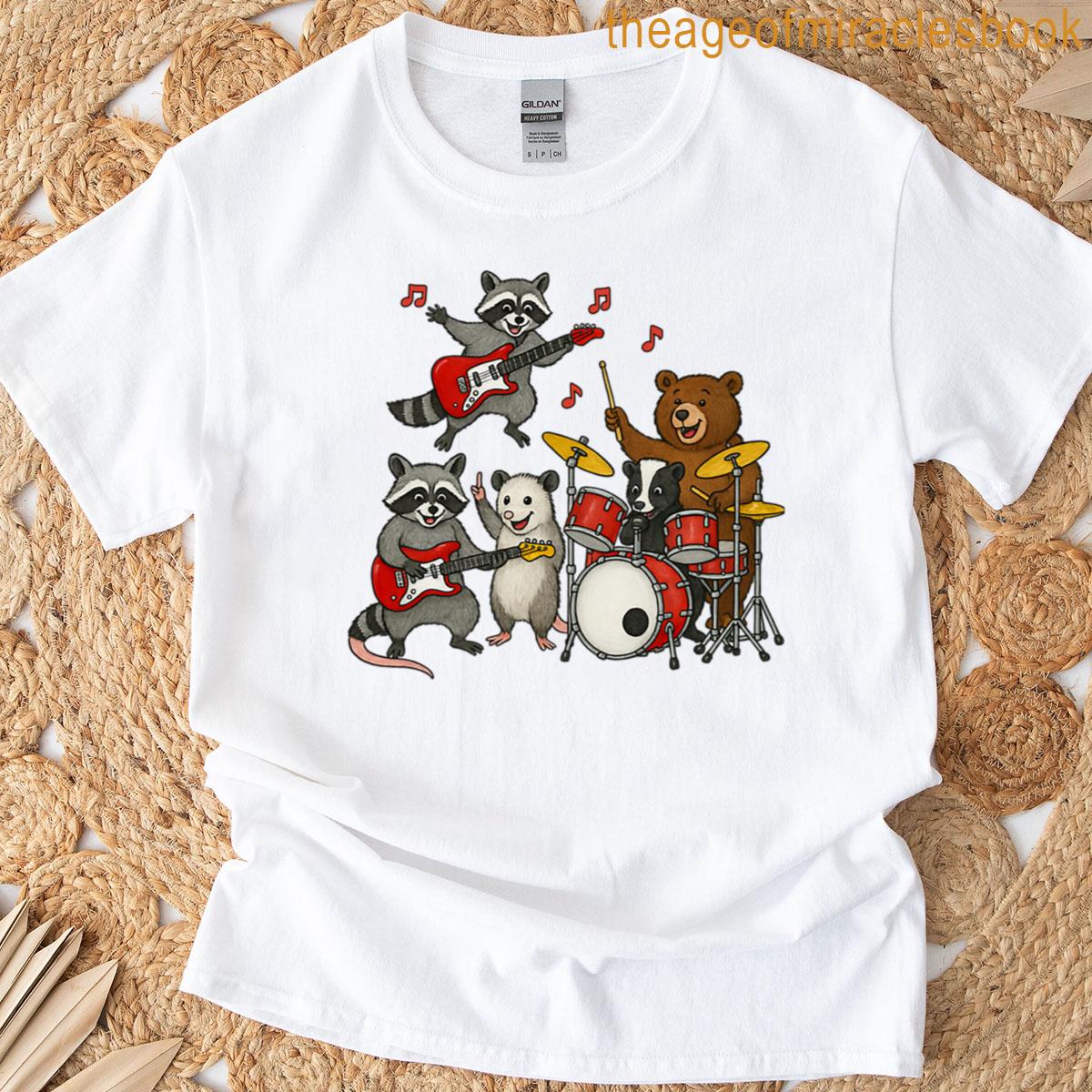 Forest Animals Rock Band Raccoons Oversized T-shirt
