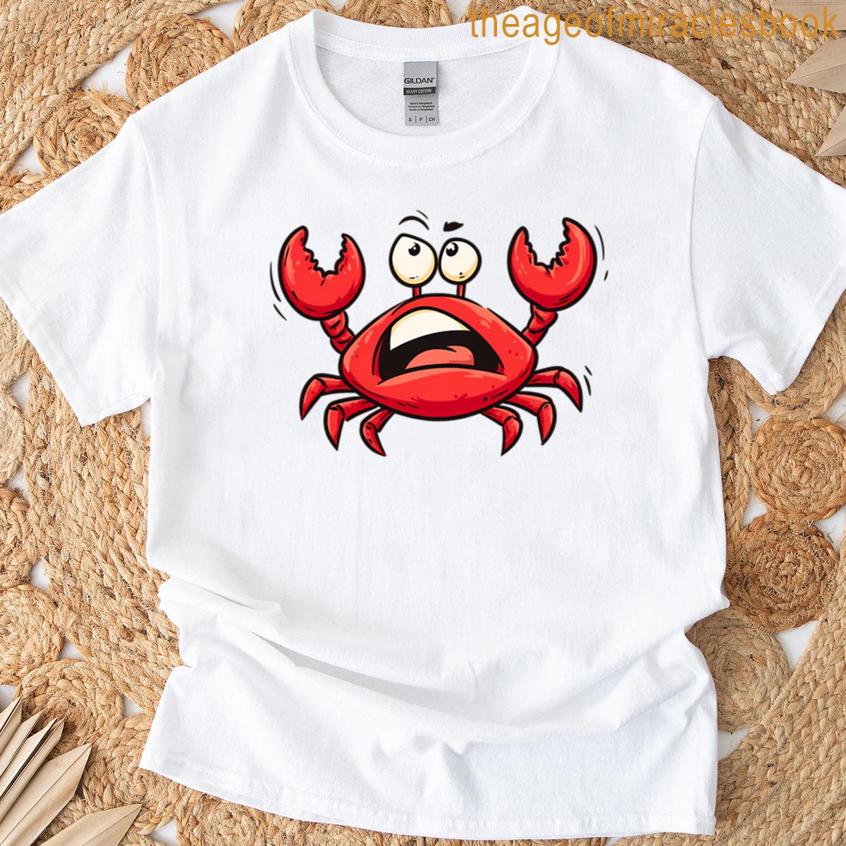 Shocked Red Crab Cartoon - Big Eyes Surprise T-shirt